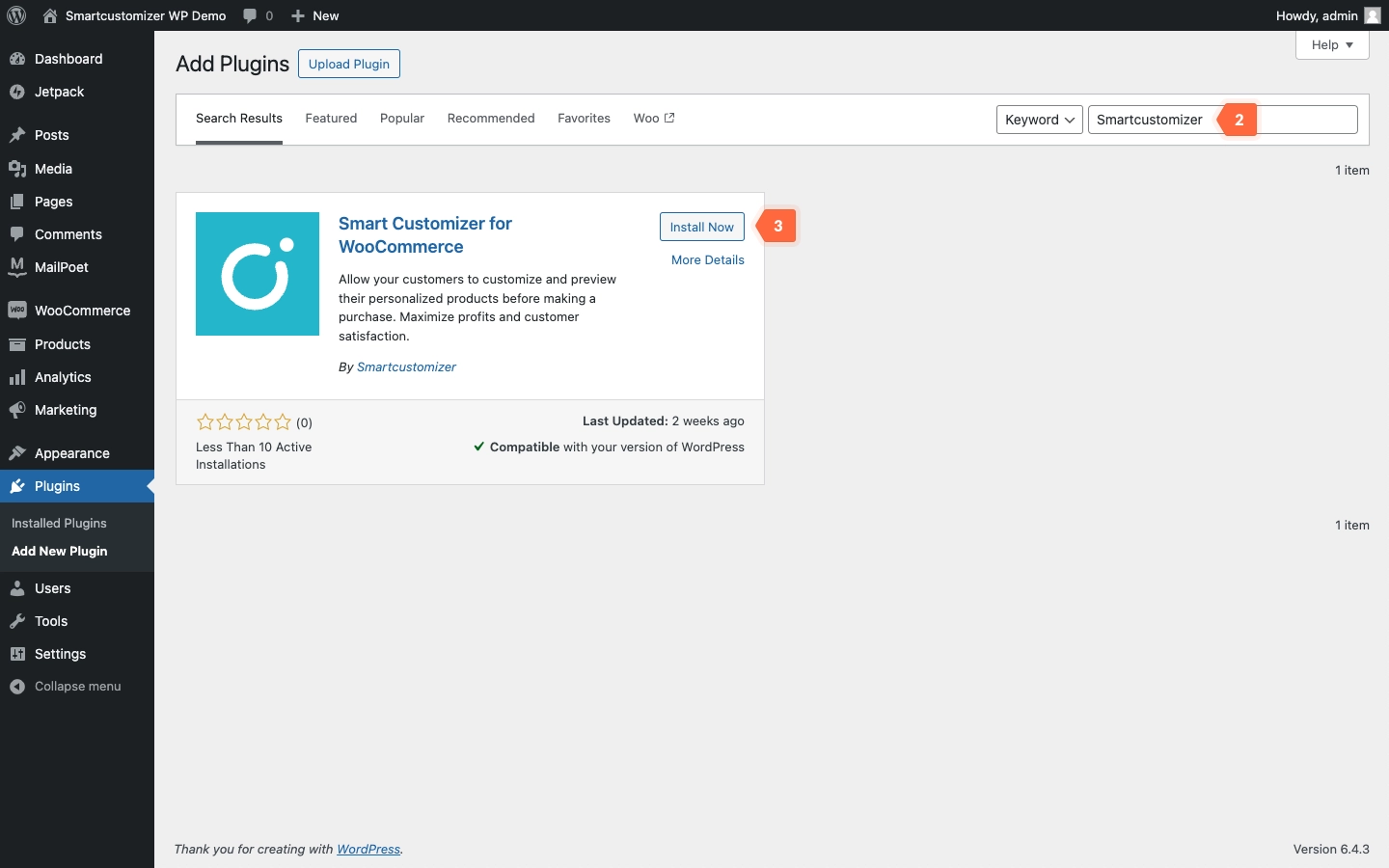 How to install a Smart Customizer plugin in WordPress?